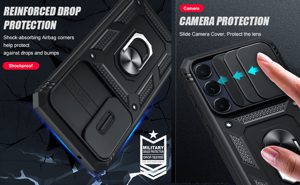 LeYi for Samsung Galaxy A55 5G Case with Camera Cover Slider, Full Body Armour Shockproof Phone ...