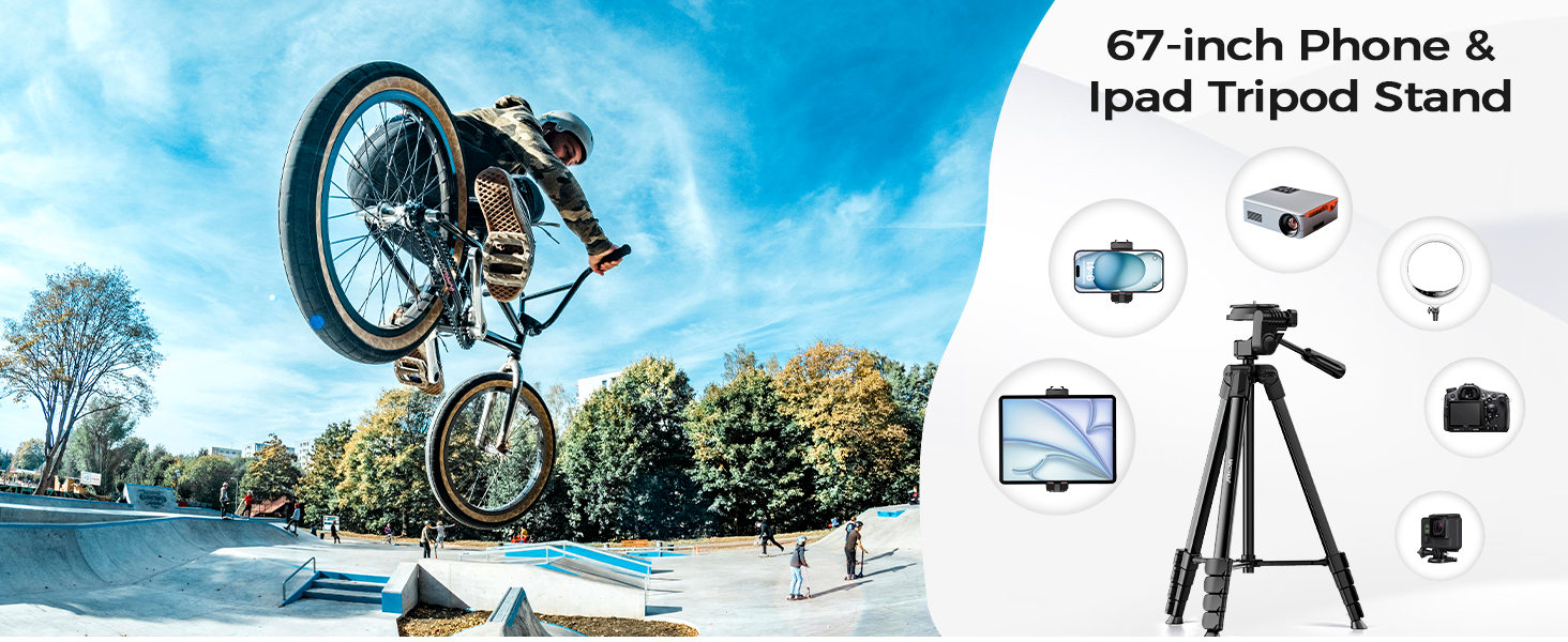 Amazon.com: 67" Tripod for iPhone, MACTREM iPad Tripod Stand for Camera with 2 in 1 Super Phone ...