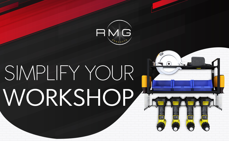 Amazon.com: RMG Products Power Tool Organizer Wall Mount and Tool Storage Bins- Power Tool ...