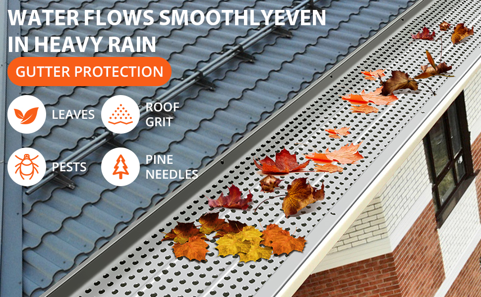 Gutter Guard System - 5" Wide, 7 PCS, 28 ft Total Length - Durable Mill ...