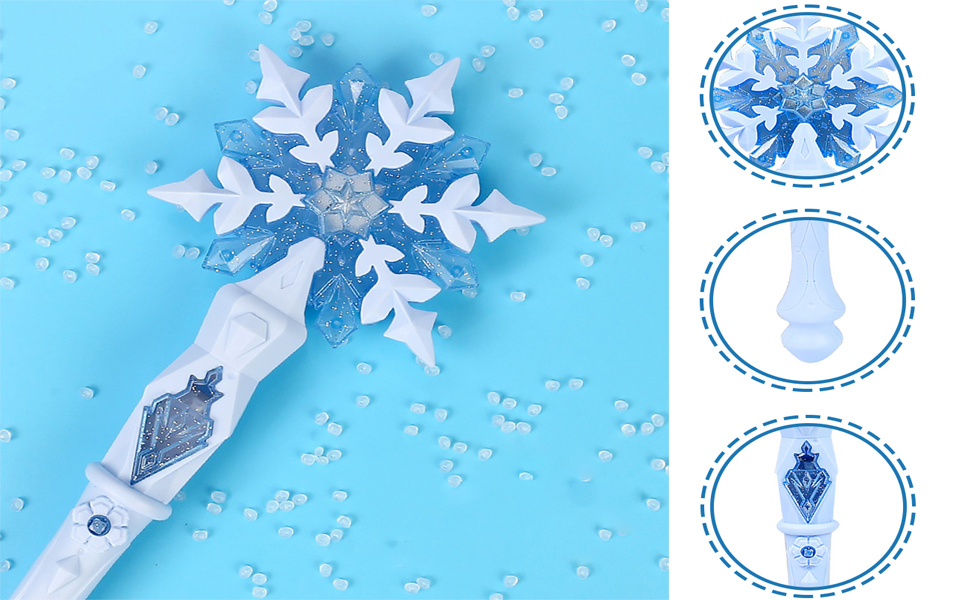Toddmomy Light Up Snowflake Glow Wand Snowflake Wand Princess Wand ...