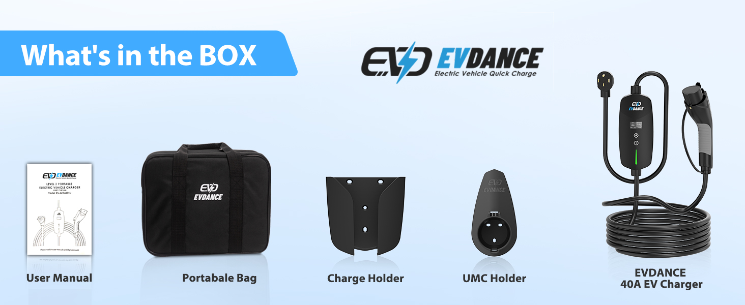 Amazon.com: EVDANCE Level 2 EV Charger (40Amp, 240V, NEMA 14-50P), Portable Electric Vehicle ...