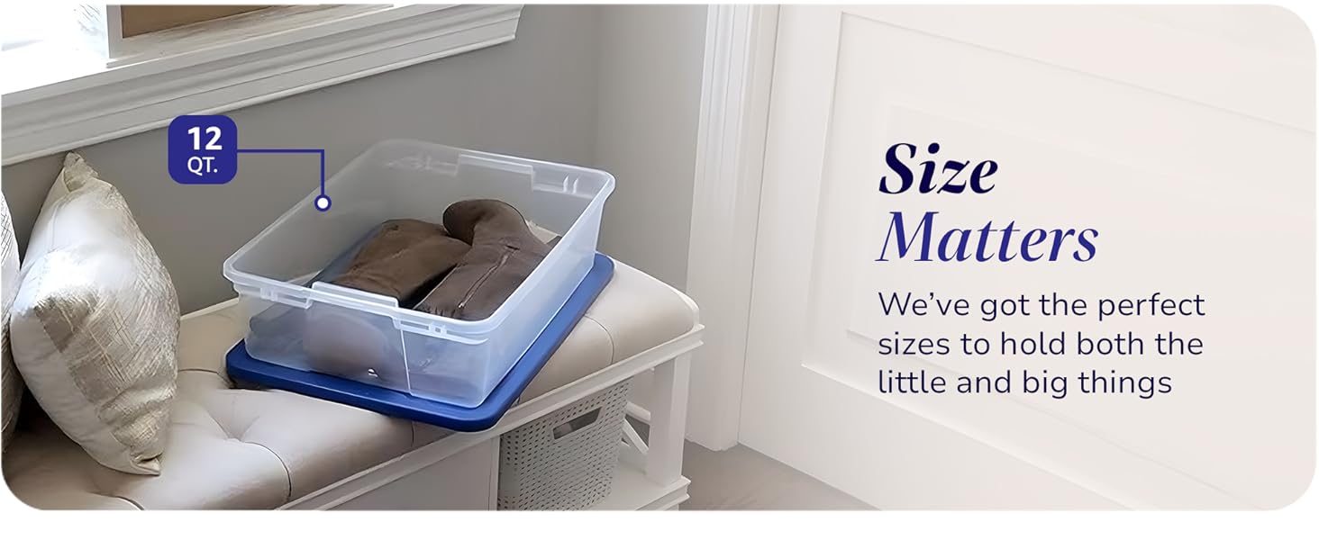 Amazon.com - HOMZ 4 Pack Storage Bins, Clear Plastic Organizing ...