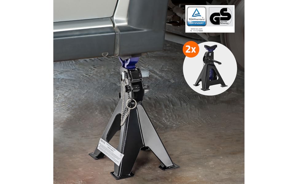 ECD Germany 2 Stück Unterstellböcke 3 Tonnen, TÜV/GS Zertifiziert, Höhenverstellbar 280-440 mm ...