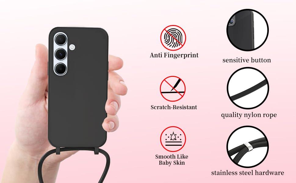 AOMYKE Coque pour Samsung Galaxy A55 5G avec Cordon, Collier Étui Silicone Liquide avec Tour de ...