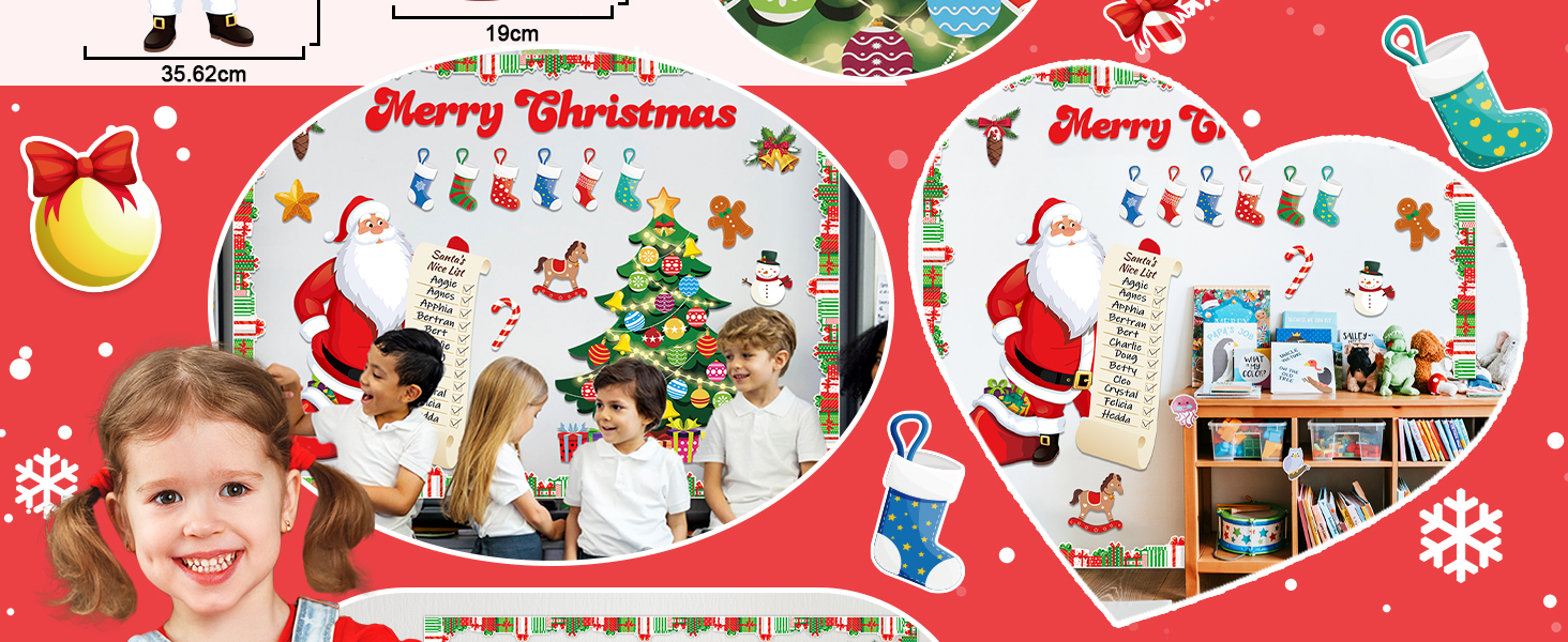 Amazon.com : Christmas Tree Bulletin Board Set - Santa Borders, Merry ...