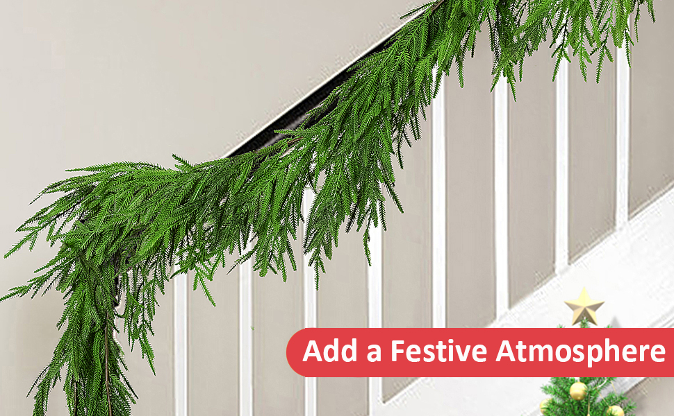 Amazon.com: Watayo 6 Ft Christmas Norfolk Pine Garland - Dense Real Touch Pine Greenery Garlands ...