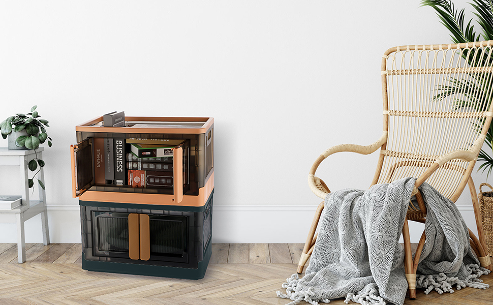 Amazon.com - BTSKY Plastic Storage Bin with Openfront Door, Large ...