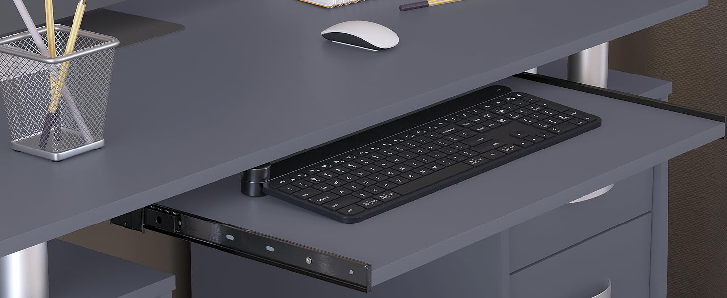 Vida Designs Otley Computer Desk with Shelves and 3 Drawers, Home ...