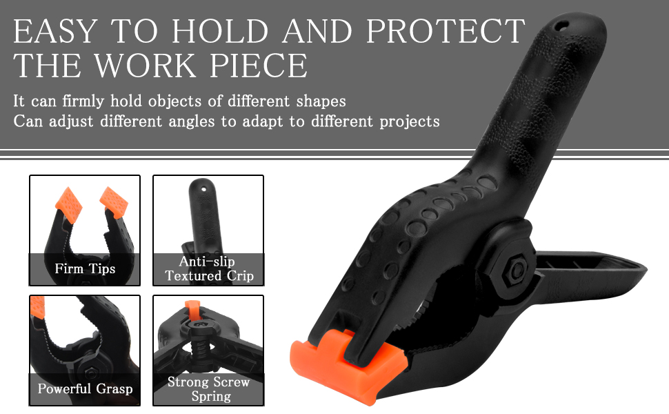 8 Pinces à ressort pince etau plastique, Grandes Pinces Serres Force de serrage élevée de la ...