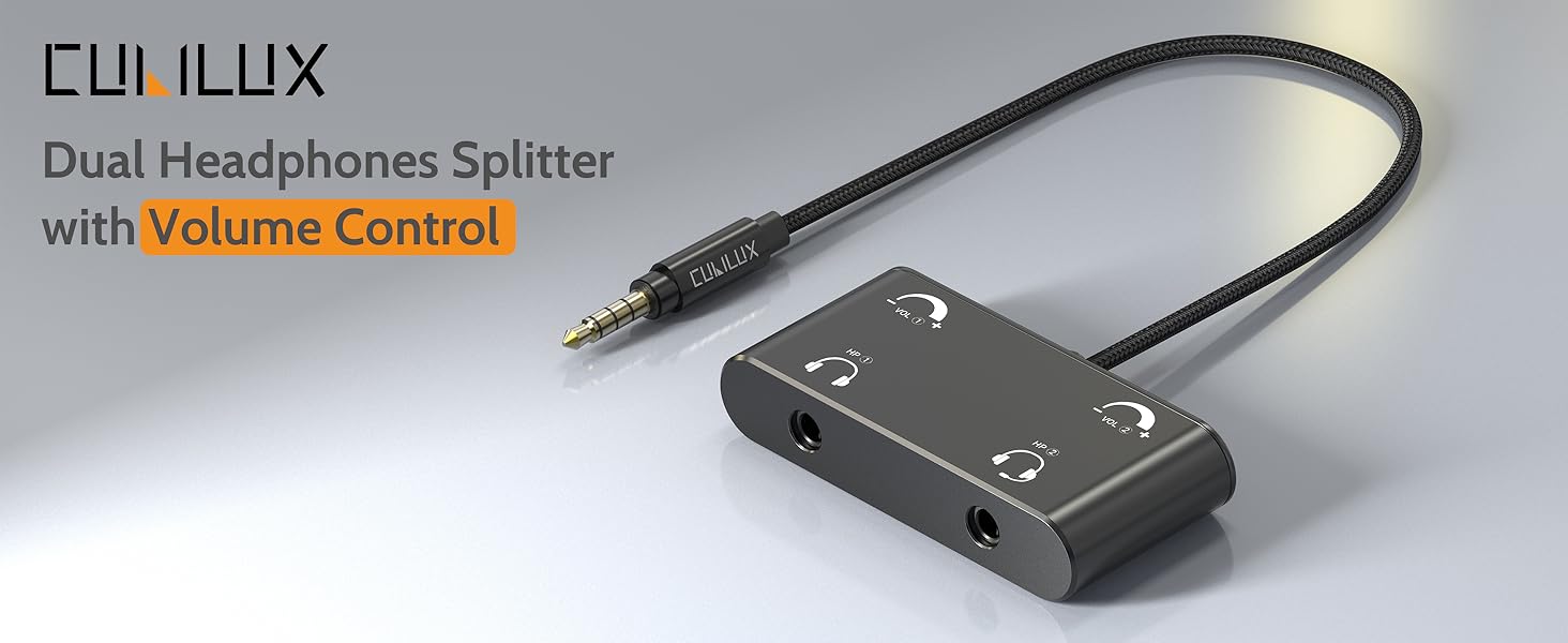 Amazon.com: Cubilux Headphone Splitter with Volume Control, 3.5mm Dual ...