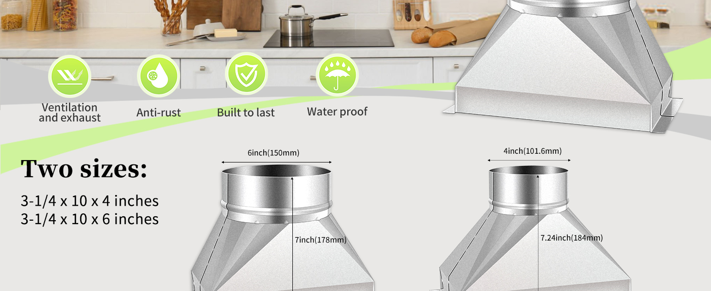 6-Inch Diameter Galvanized Transition, 3 1/4-Inch x 10-Inch to 6-Inch ...