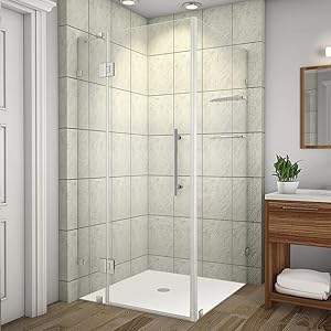 Avalux GS 32 in. W x 32 in. D x 72 in. H Rectangular Pivot Frameless Corner Shower Enclosure in ...