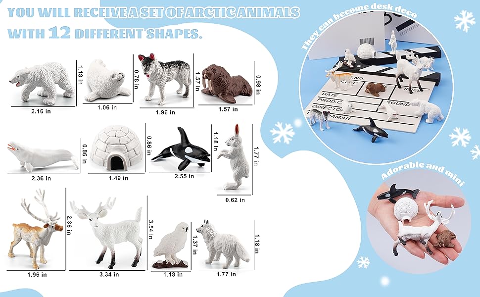 Amazon.com: Arctic Animal Figurines Toys Playsets 12 Pcs Ocean Animal Mini Polar Animal Figures ...