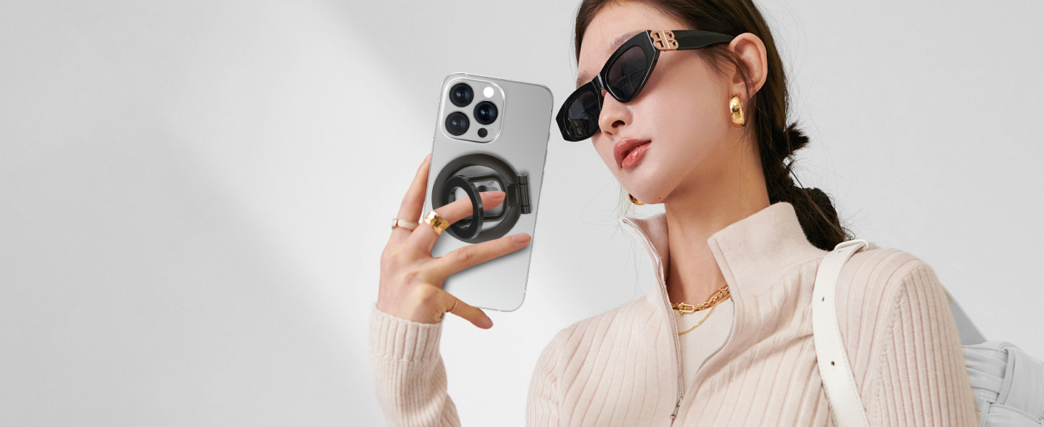 Amazon | BoYata スマホリング 両面マグネット マグセーフ リング 携帯リング スマホ ホルダー2軸式 マグネット強化リング スマホスタンド バンカーリング 角度調整 ...