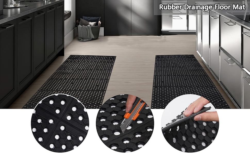 ybaymy Commercial Drainage Mat 83"x36" Anti-Fatigue Rubber Mat Non-Slip ...