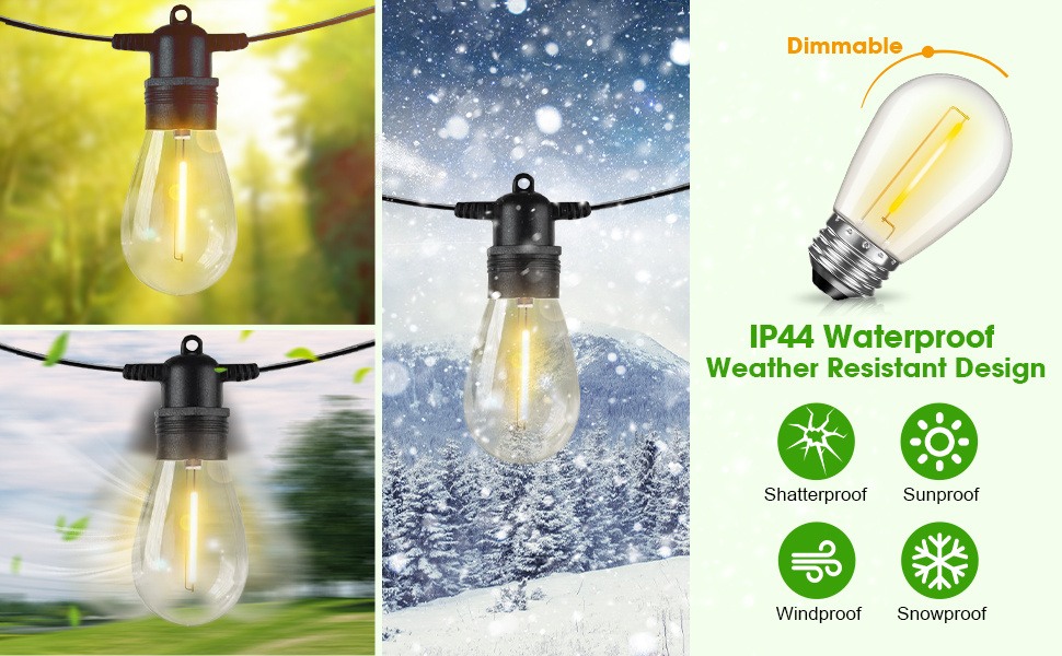 GvvooHome LED S14 Replacement Light Bulbs for Patio String Light, Shatterproof & Waterproof ...