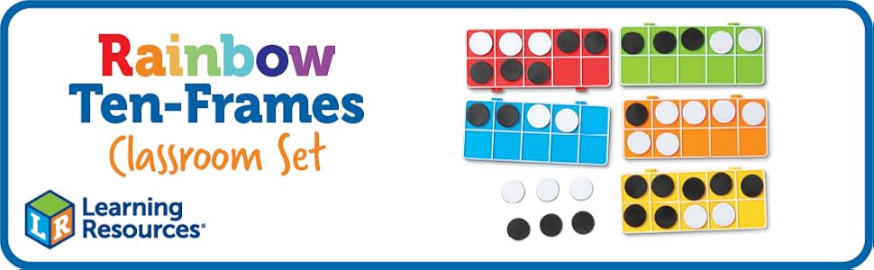 Learning Resources Rainbow Ten-Frames Classroom Set,140 Pieces, Ages 5 ...