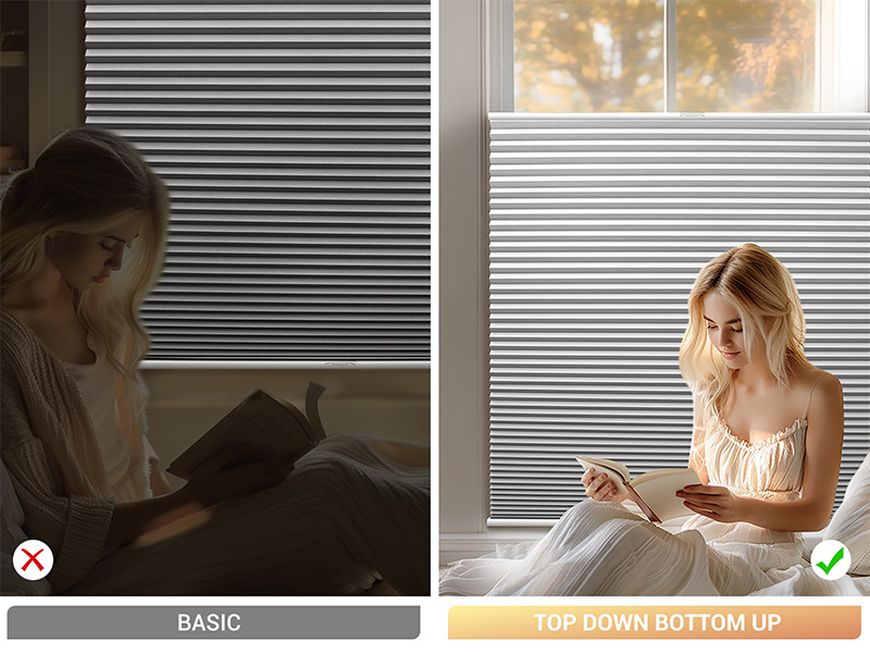 HOTSOON No Drill No Tools Blackout Cellular Shades Top Down Bottom Up ...