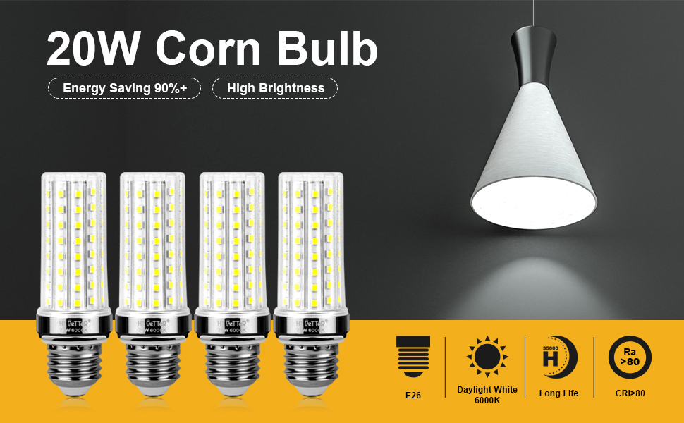 HT PETTER Corn Bulb, 20W E26/E27 Base LED Light Bulb, Chandelier Bulb/Candelabra Bulb ...
