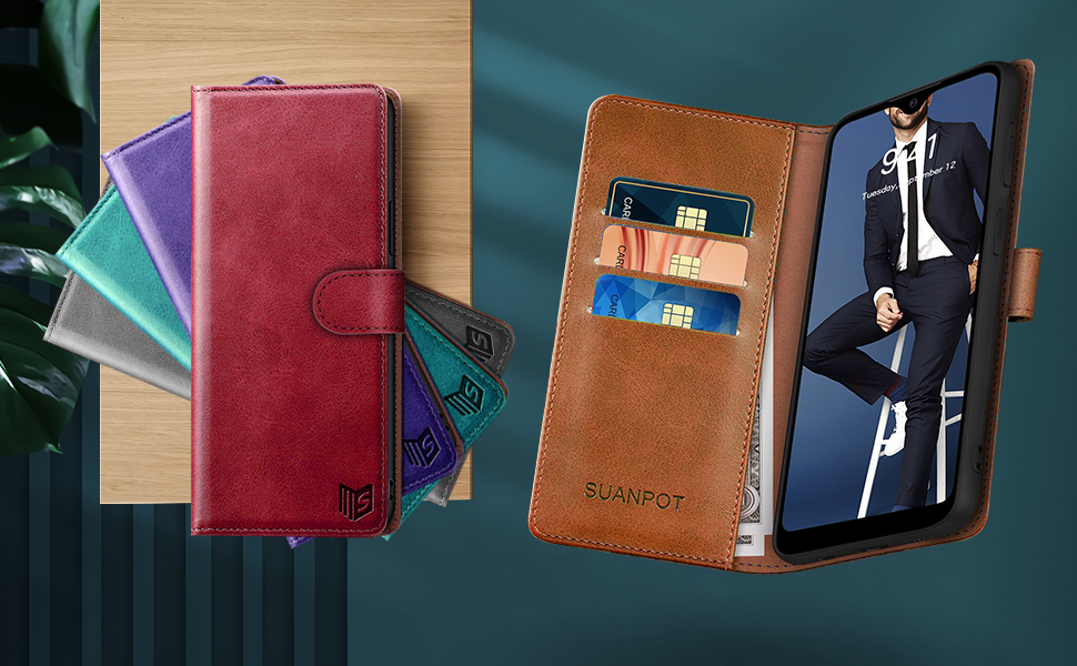 Amazon.com: SUANPOT for Samsung Galaxy A42 5G with RFID Blocking Leather Wallet case Credit Card ...