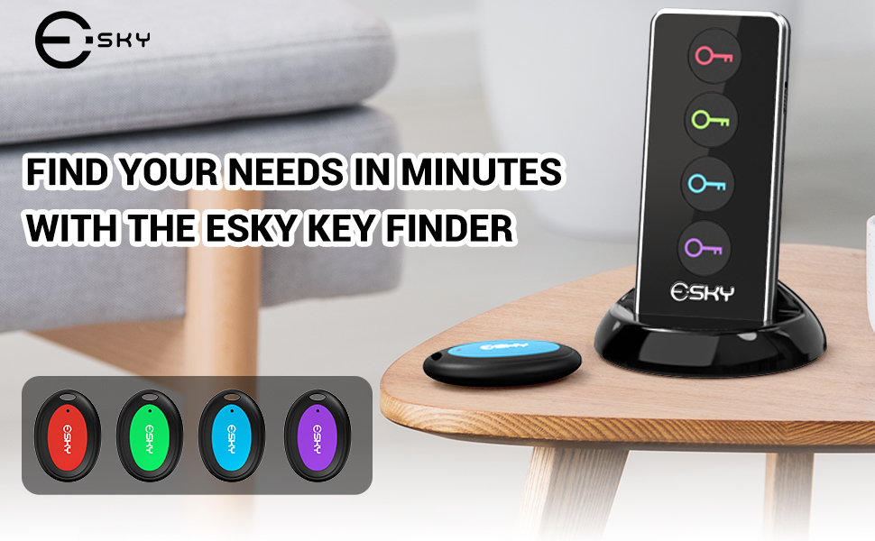 Key Finder, Esky Wireless RF Item Locator, 1 Transmitter with 4 ...
