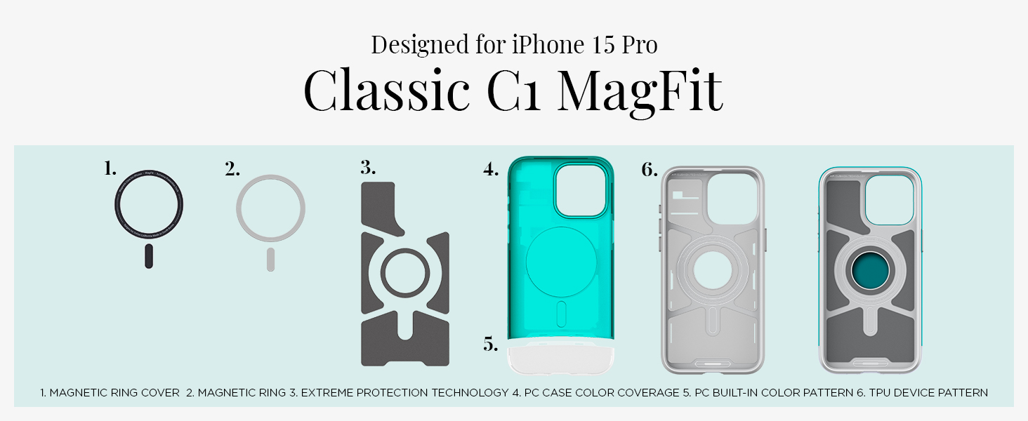 Amazon.com: Spigen Classic C1 MagFit Designed for iPhone 15 Pro Case (2023) [Military-Grade ...