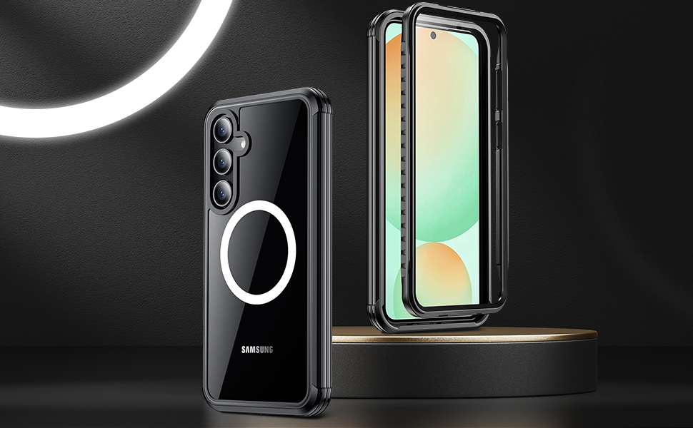 Amazon.com: Miimall Full Body for Samsung S24 FE Case Magnetic,[Built in Glass Screen Protector ...