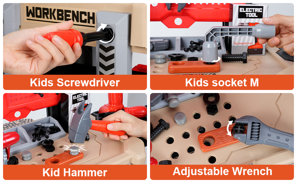 Amazon.com: Kids Tool Bench Set with Electric Drill and Realistic Tool ...