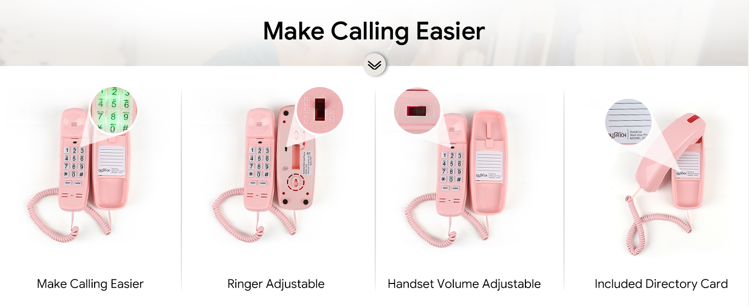 Amazon.com : Sangyn Landline Phone for Home Wall Phone with Volume Control for Seniors Big ...