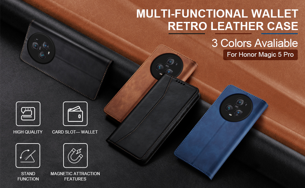 Jasonyu Handyhülle für Honor Magic 5 Pro 5G Hülle Leder Flip Klappbare Stoßfeste Magnetische ...