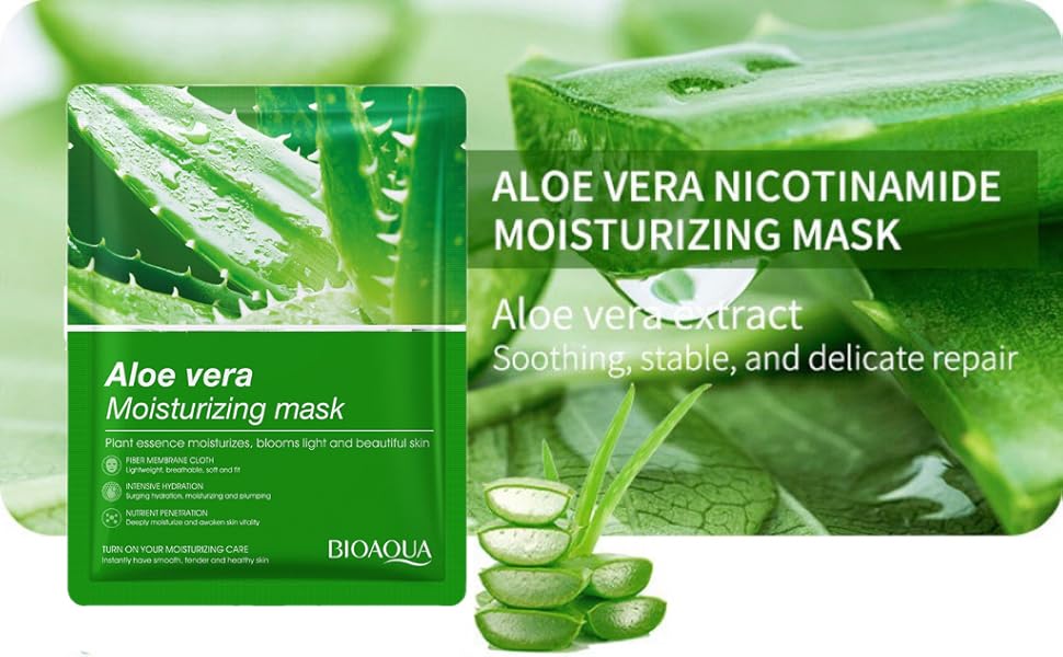 Sheet Mask,10 Pcs Fruit Extract Face Mask Set,Aloe Vera Gel Face Mask,Hydrating Face Mask,Face ...
