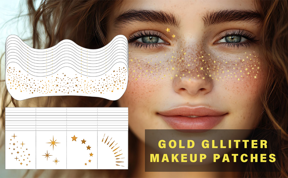Amazon.com : 20 Pcs Gold Glitter Freckles Face Tattoo, Glitter Freckles Makeup Patches ...