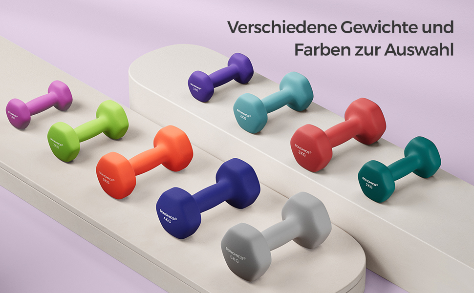 SONGMICS Hanteln, 2er Set, 2 x 1 kg, Hantelset, Kurzhanteln, Hexagon, Neopren-Beschichtung ...