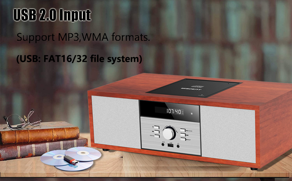 WISCENT Bluetooth Vintage Style Retro Look Micro Audio Streaming CD ...