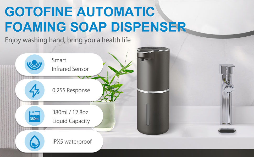 Amazon.com: Gotofine Automatic Foaming Soap Dispenser,4-Level Adjustable Foam, Wall Mount, USB ...