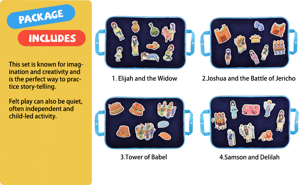 Amazon.com: CHEFAN 4 Pack Felt Board Bible Stories Set, Flannel Board Stories Elijah and The ...