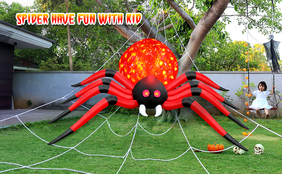 Amazon.com: FunFanso 12FT Halloween Inflatable Spider Outdoor Decorations for Yard, Giant Blow ...