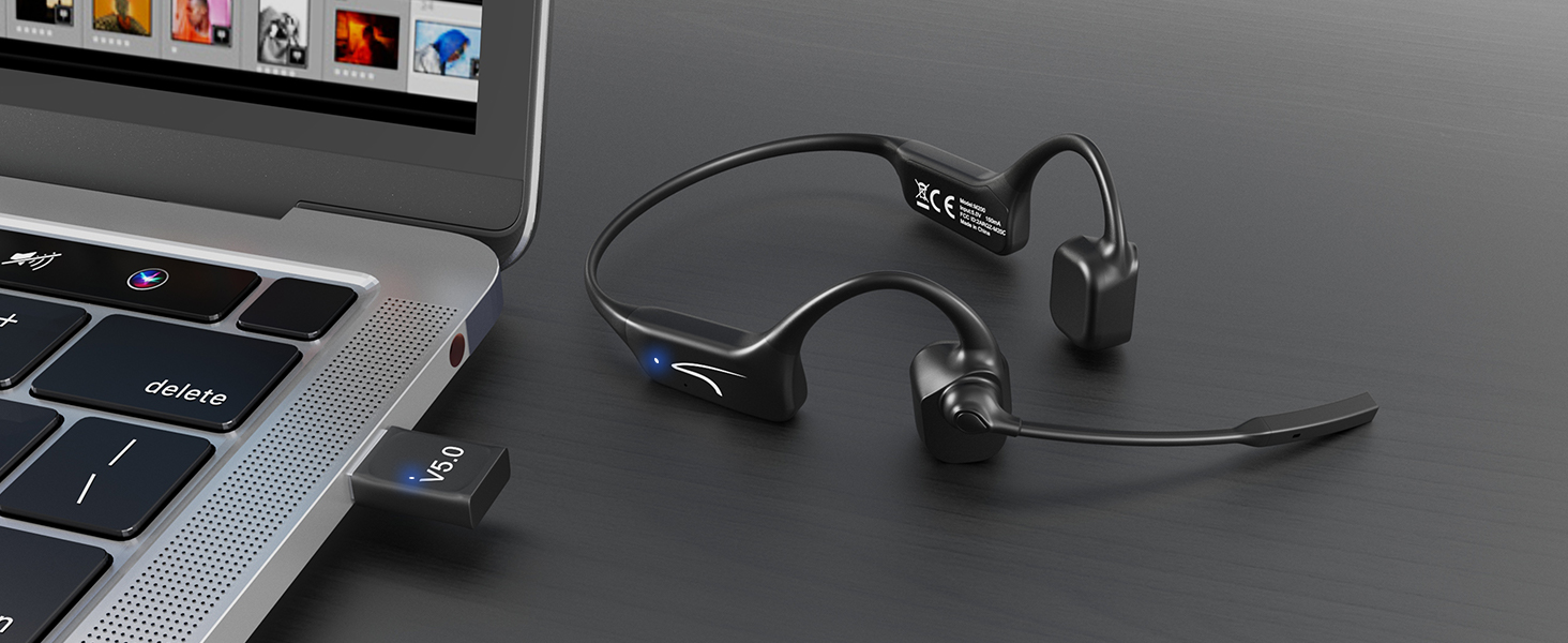 Amazon.com: MAIRDI Bone Conduction Headphone with Mic Boom, with USB ...