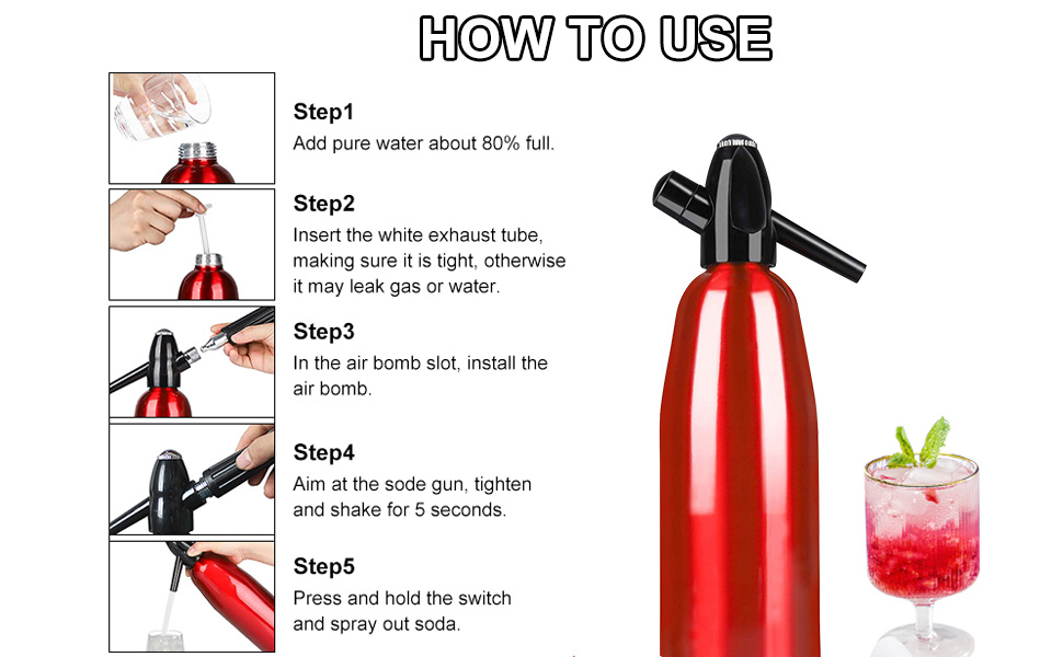 Soda Siphon,Soda Water Carbonator,1L Soda Maker,Soda Siphon Bottle with Pressure Regulator ...