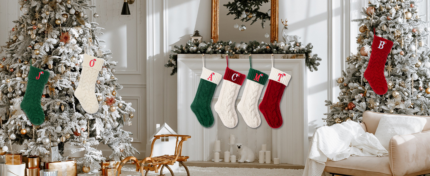 Amazon.com: Christmas Stockings Personalized Custom Initials 18 Inches ...