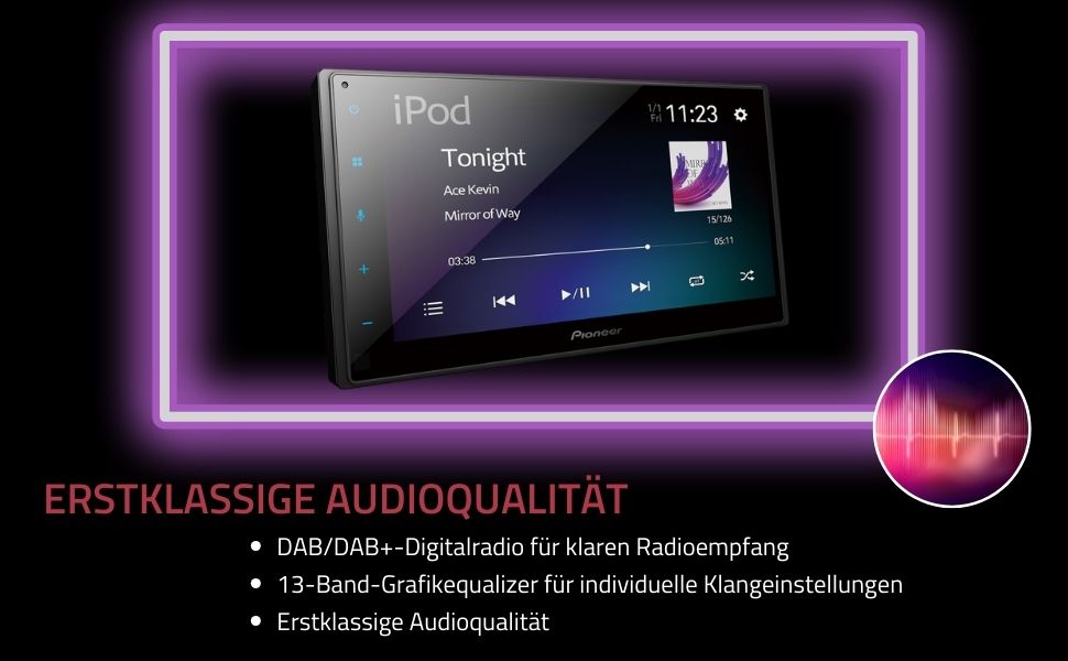 Pioneer SPH-DA160DAB-F 6.8" 2-DIN Media Keiver with Apple CarPlay, Android Car, DAB+ and ...