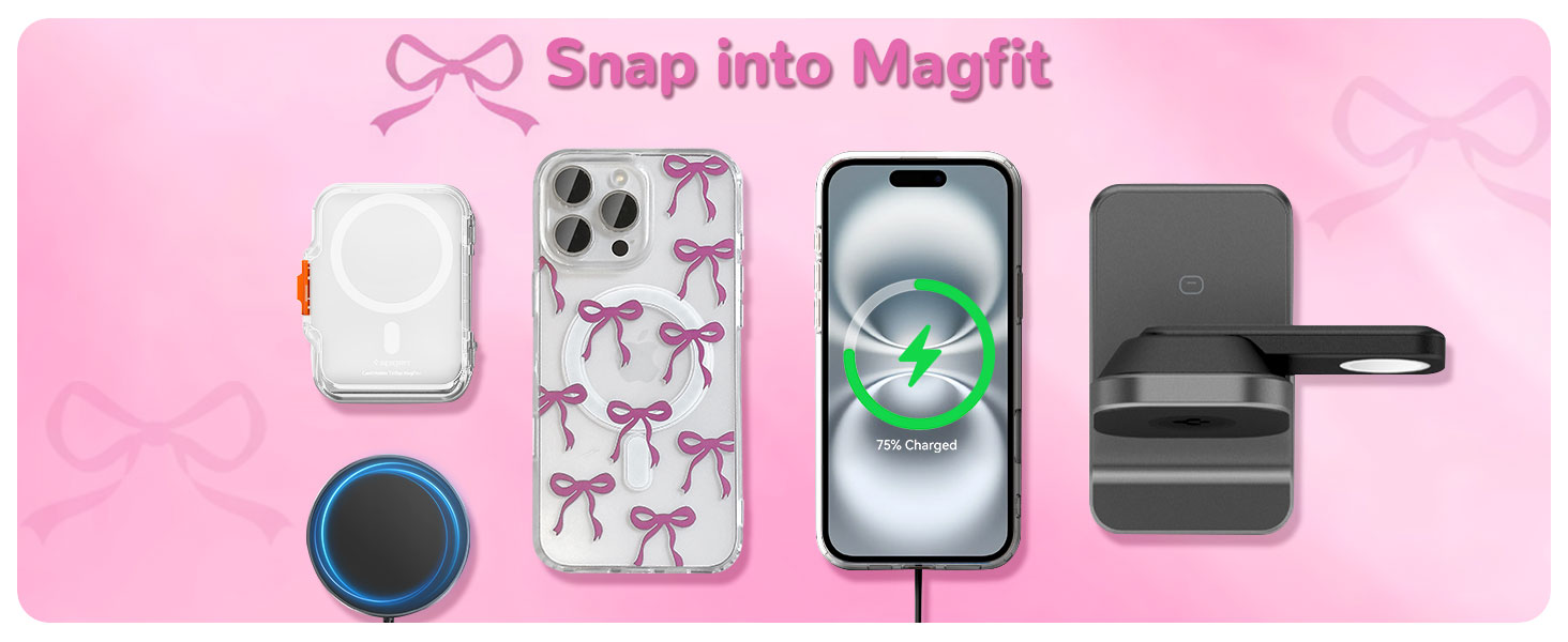 Amazon.com: UEEBAI Magnetic for iPhone 16 Pro Case, Bow Case Compatible with MagSafe, Wireless ...