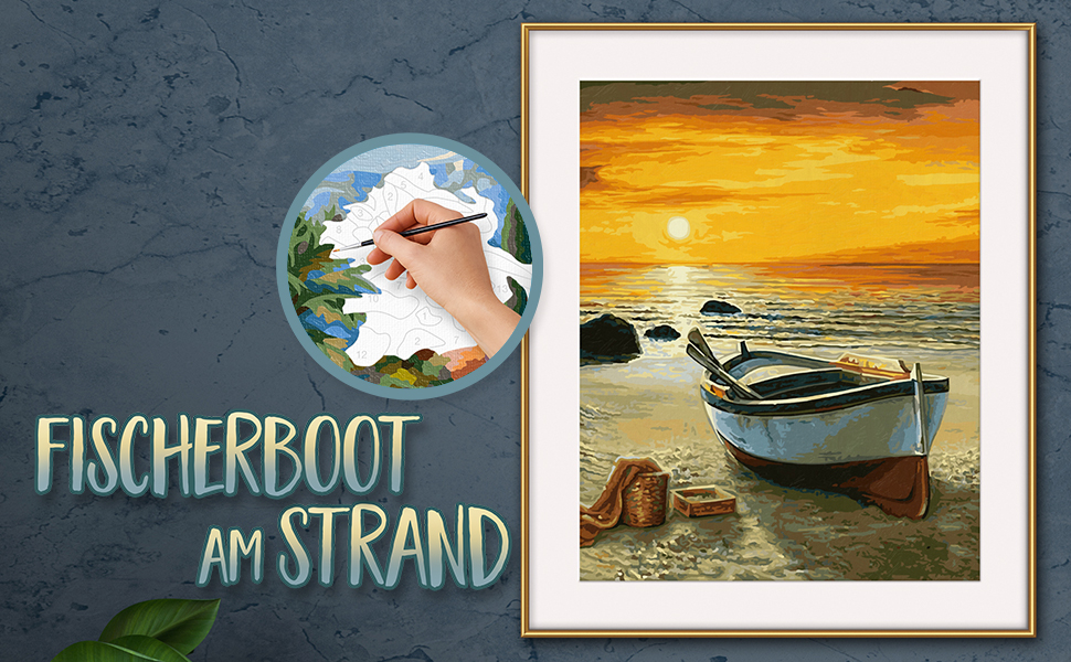 Schipper 609130885 Malen nach Zahlen – Fischerboot am Strand - Bilder malen für Erwachsene ...
