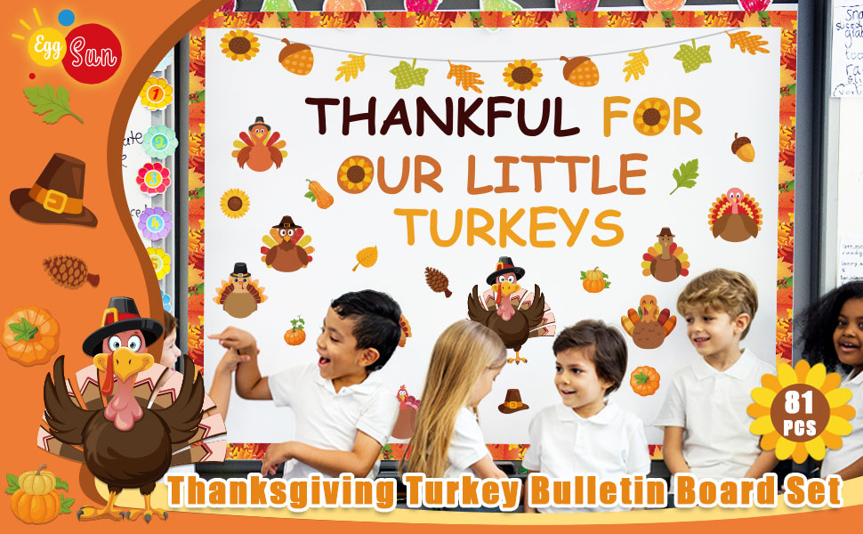 Amazon.com : EggSun 96pcs Thanksgiving Bulletin Board Decorations Set ...