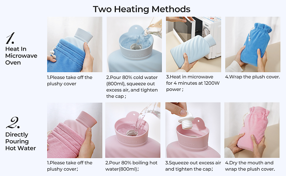 Amazon.com: 1 Liter Silicone Hot Water Bottle with Cover, AODISTUCE 2023 Upgrade Microwavable ...