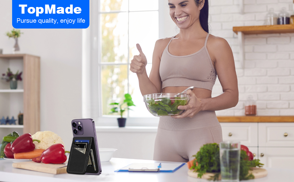 Amazon.com: TopMade 2-in-1 MagSafe Wallet with Adjustable Stand, Magnetic Wallet, 5 Card Slots ...