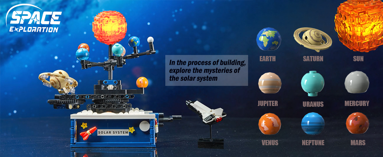 Amazon.com: Solar System Building Kit with Lights - Spinning Space ...