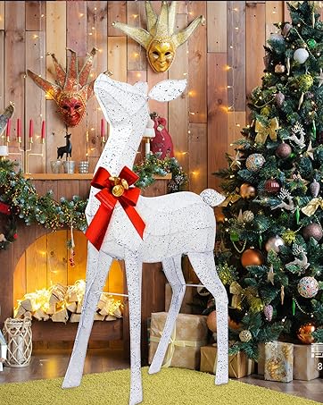 Amazon.com: Large Lighted Christmas Reindeer Family Set 3-Piece 5.2Ft Outdoor Christmas ...
