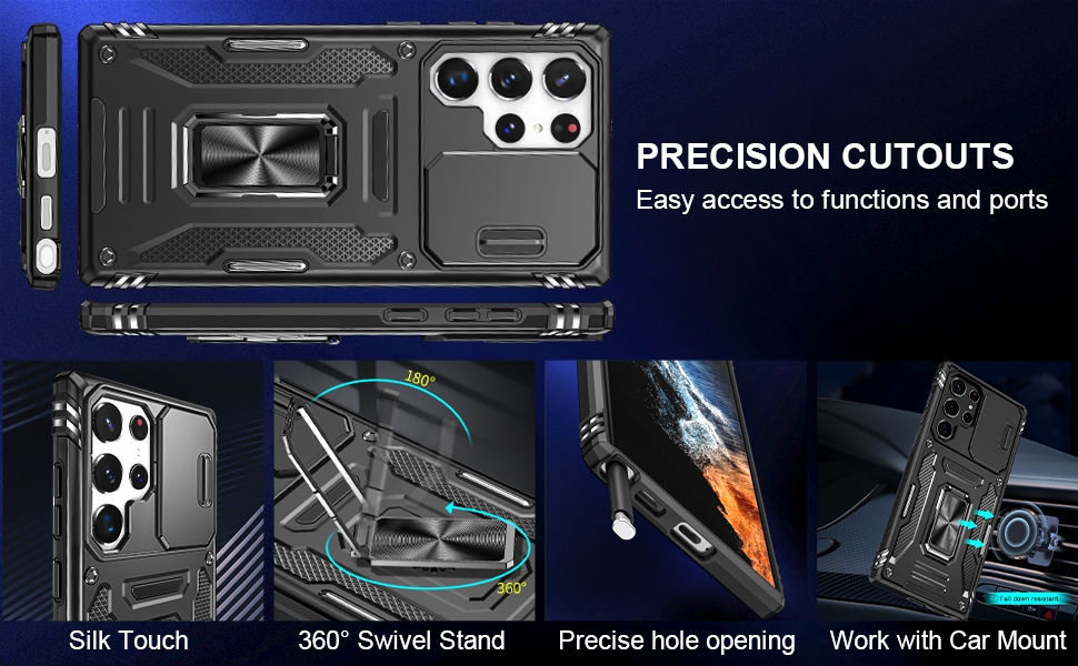 Amazon.com: yowtrey for Samsung Galaxy S25 Ultra Case with Stand & Camera Cover, Military Grade ...